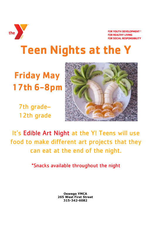 iHeart Oswego - Teen Nights at the Y - Edible Art Night